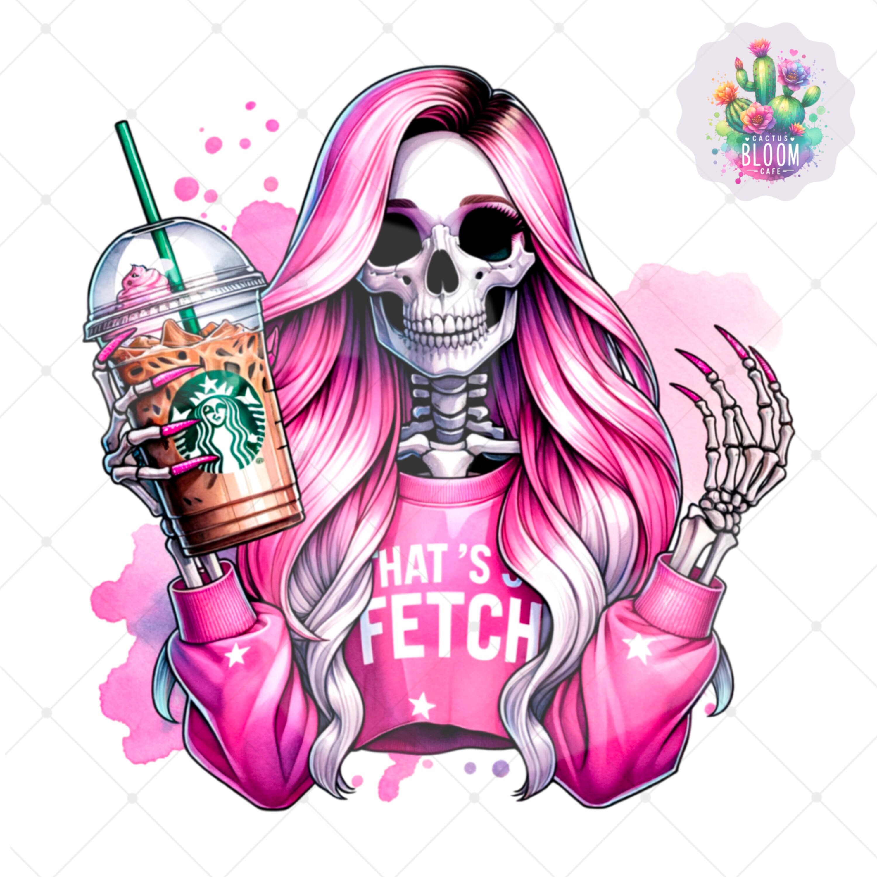 Cute Pink Skeleton Clipart PNG Trendy Mean Girls Inspired Design Thats ...