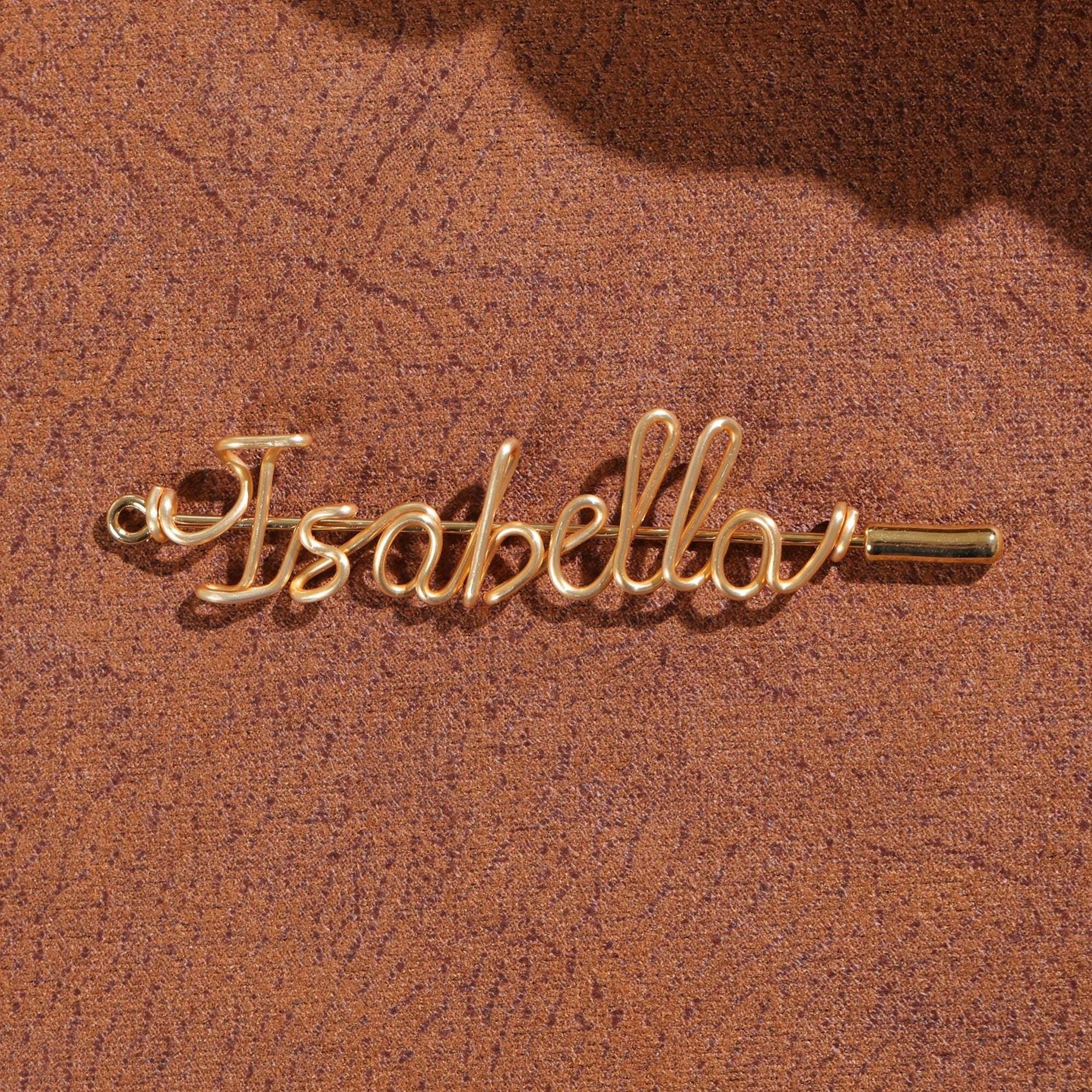 Personalized Name Brooches, Bridesmaids Custom Pins, Bags, Elegant Gold ...