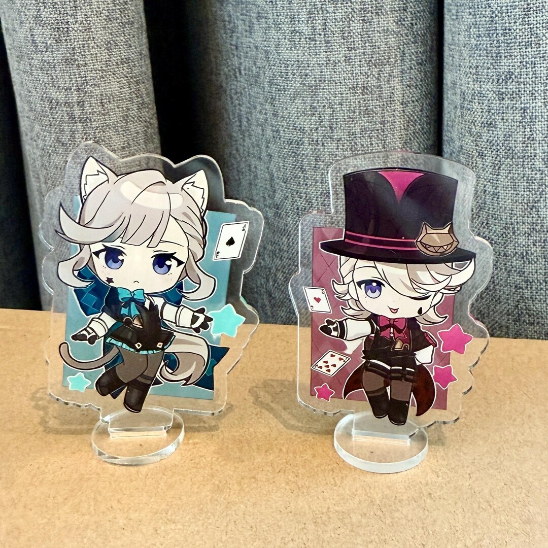 Genshin Impact Lyney Lynette Acrylic Standee, Magician Display Stand ...