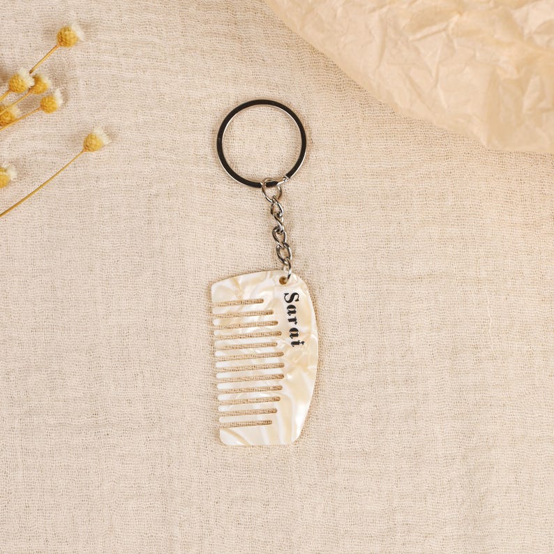 Personalized Keychain Comb, Custom Initials Name Comb, Exquisite Half ...