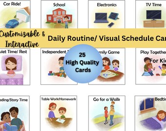 Kids Visual Schedule Daily Routine Activity Cards and Chore Chart for ...