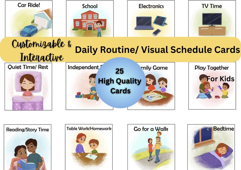 Interactive Kids Daily Routine/ Visual Schedule - Etsy