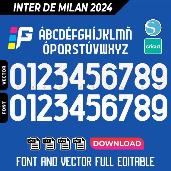 Inter Milan Font Jersey Vector 2024 Pdf, Svg, Ttf, Dxf. - Etsy