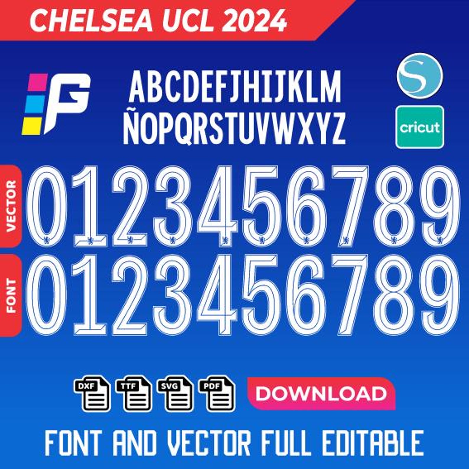 Chelsea UCL Font Jersey Vector 2024 Pdf, Svg, Ttf - Etsy