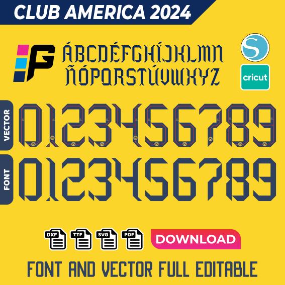 Club America Font Jersey Vector 2024 Pdf, Svg, Ttf, Dxf. - Etsy