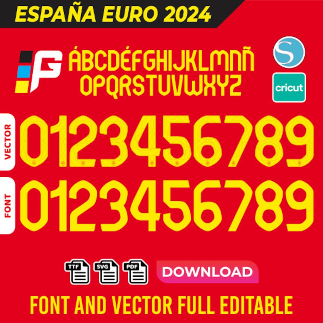 Spain font jersey vector 2024 Euro pdf, svg, ttf - Etsy España