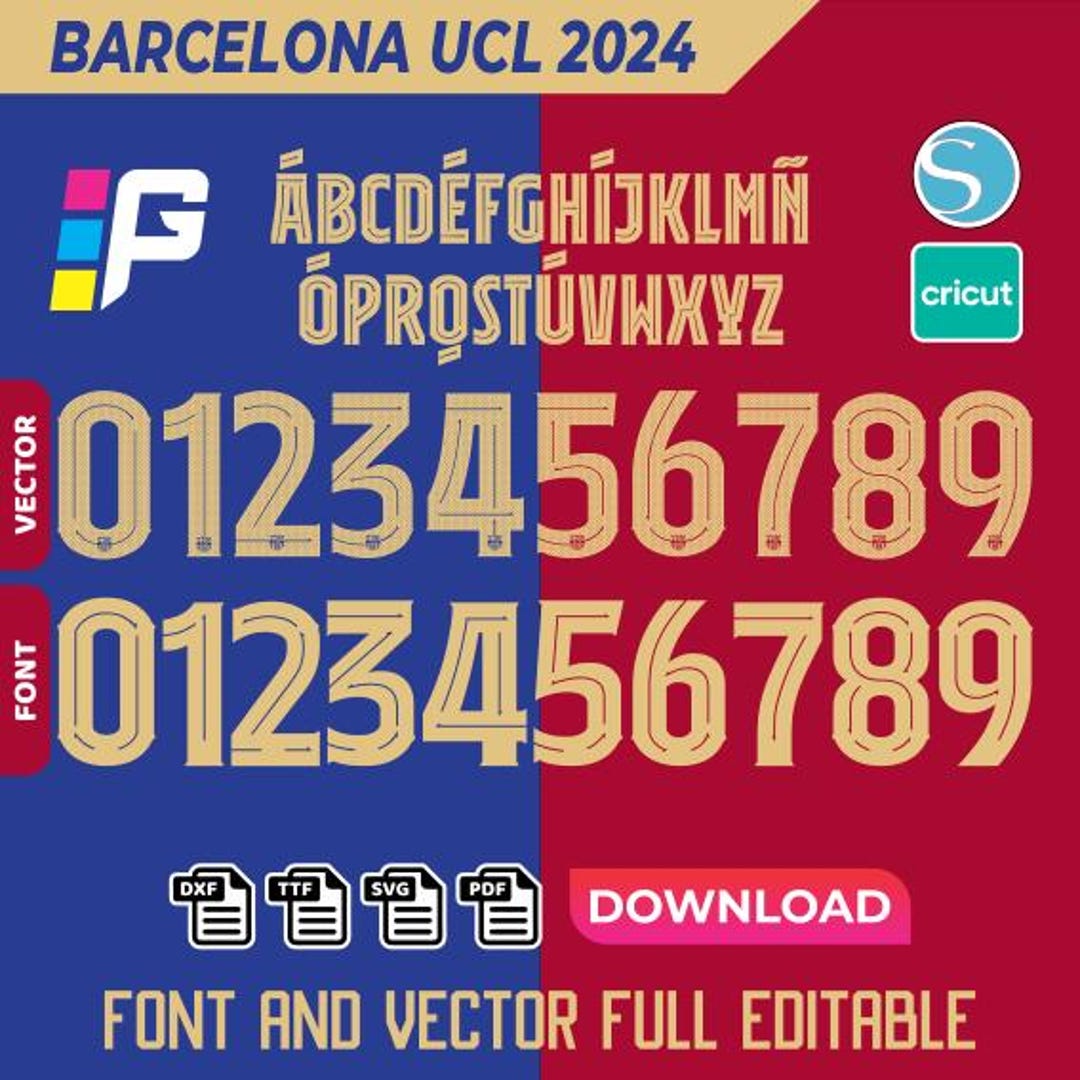 Barcelona Font Jersey Vector 2024 Pdf, Svg, Ttf, Dxf. - Etsy