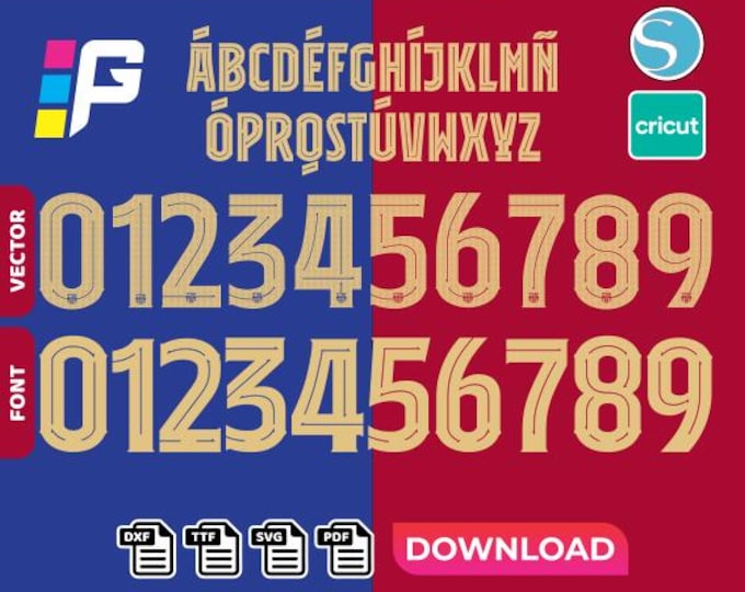 Barcelona Font Jersey Vector 2024 Pdf, Svg, Ttf, Dxf. - Etsy