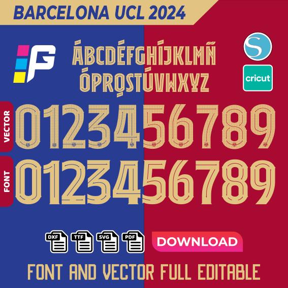 Barcelona Font Jersey Vector 2024 Pdf, Svg, Ttf, Dxf. - Etsy