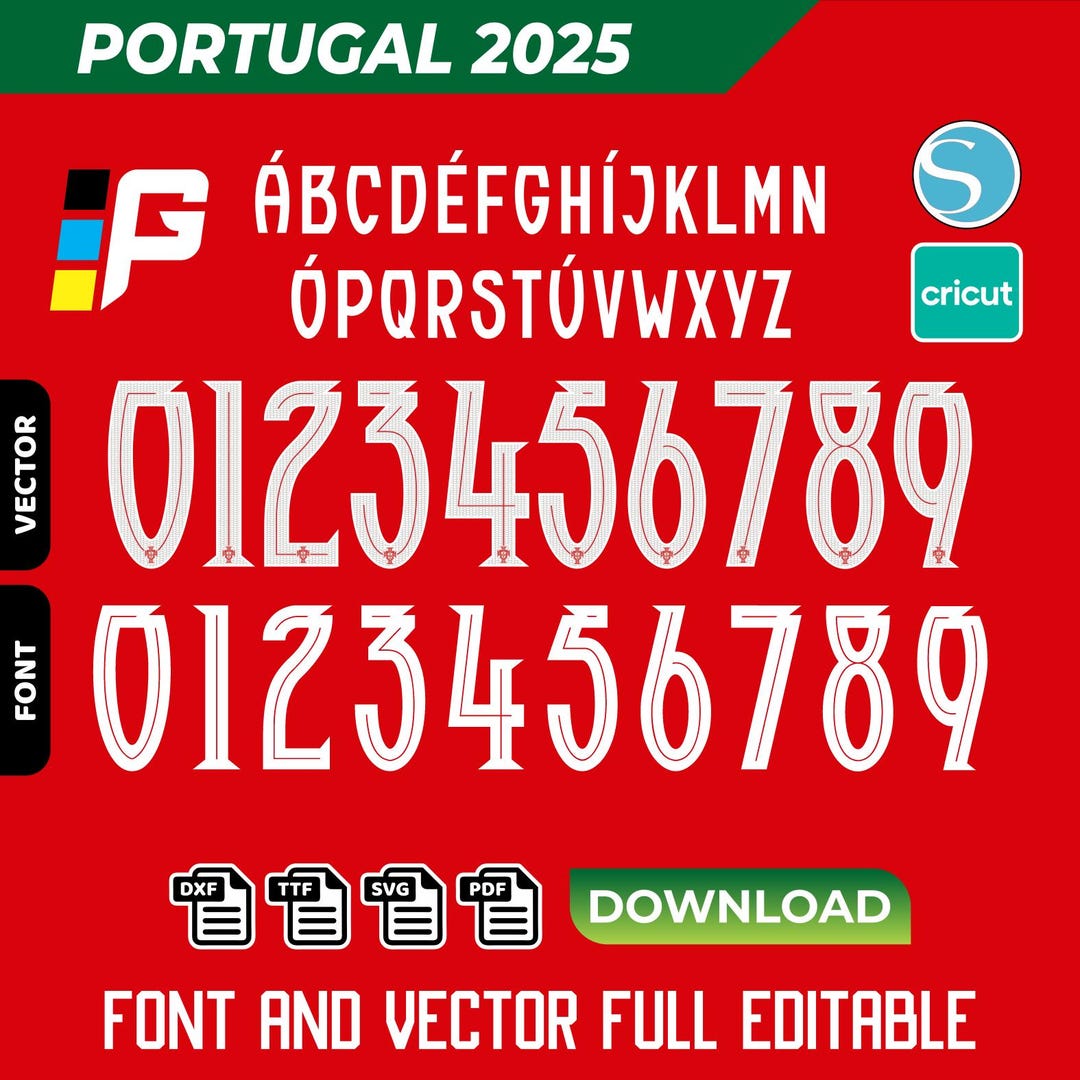 Portugal Jersey Font Vector 2025 Pdf, Svg, Ttf - Etsy