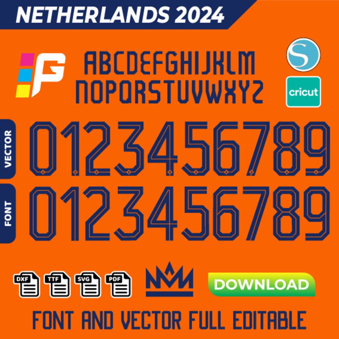 Font Vector Netherlands Euro 2024 Pdf, Svg, Ttf - Etsy