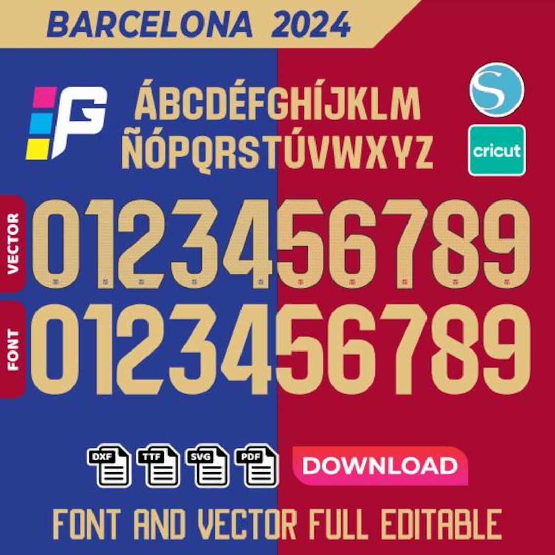 Barcelona Spain Font Jersey Vector 2024 Pdf, Svg, Ttf, Dxf. - Etsy