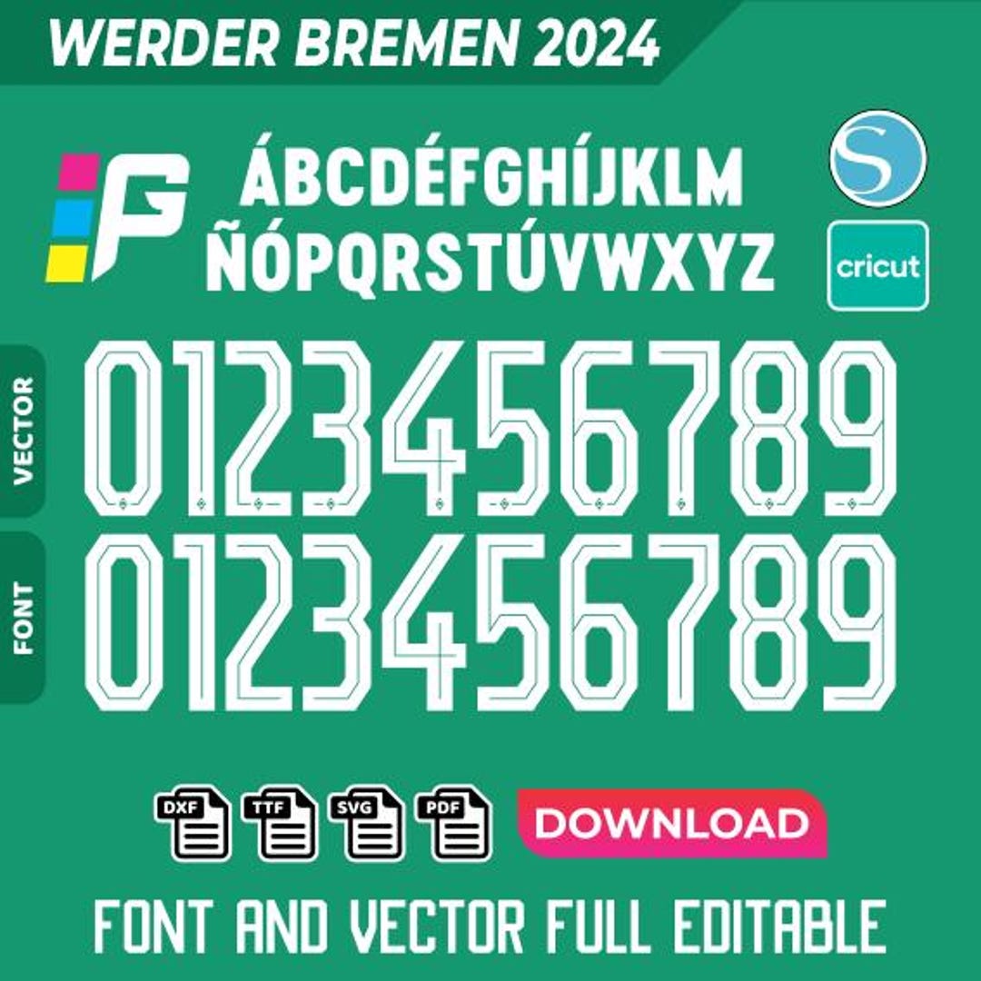 Werder Bremen Font Jersey Vector 2024 Pdf, Svg, Ttf, Dxf. - Etsy