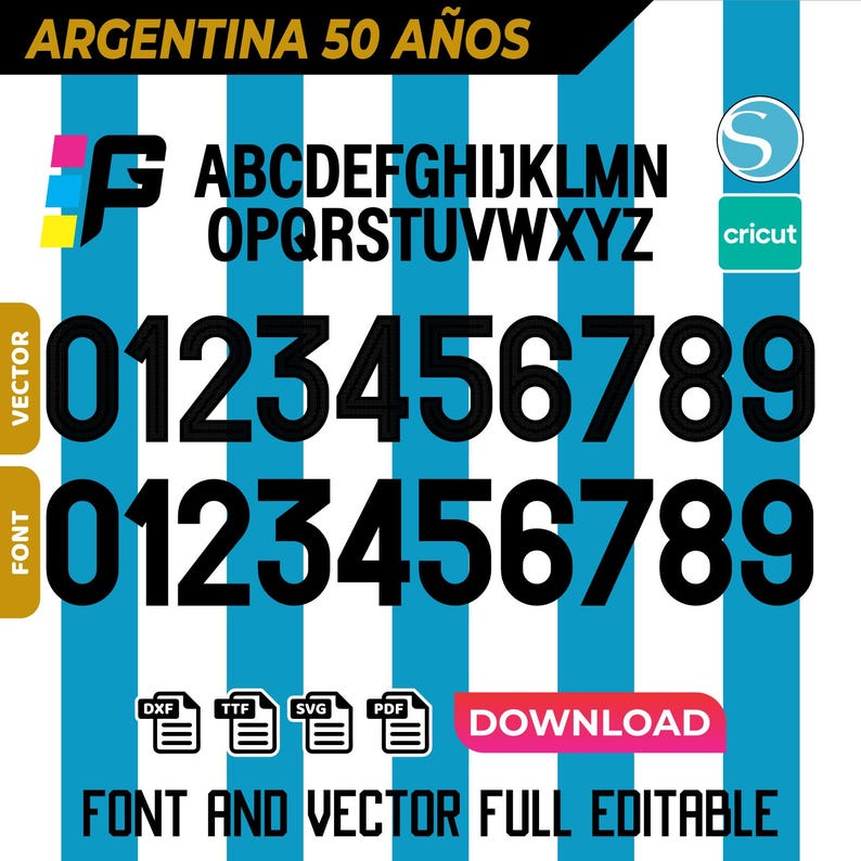Argentina Font Jersey Vector 2024 Pdf, Svg, Ttf, Dxf. - Etsy
