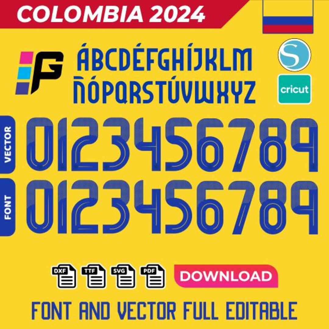 Colombia Font Jersey Vector 2024 America Pdf, Svg, Ttf - Etsy