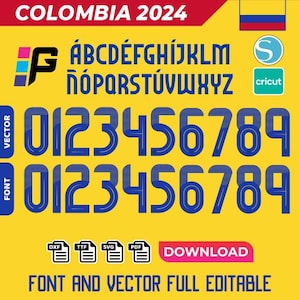 Colombia Font Jersey Vector 2024 America Pdf, Svg, Ttf - Etsy