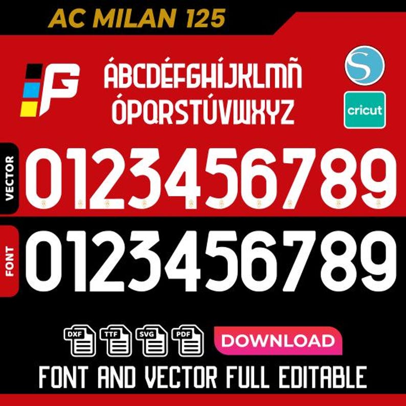 Ac Milan 125 Font Jersey Vector 2024 Pdf, Svg, Ttf - Etsy