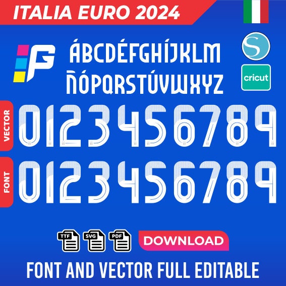 Italy Font Jersey Vector Euro 2024 Pdf, Svg, Ttf - Etsy