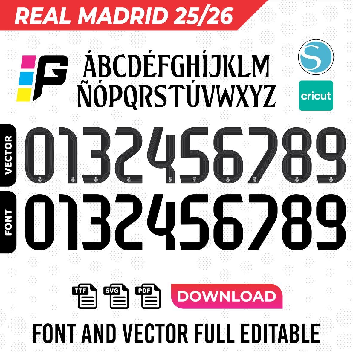 Real Madrid Font Jersey Vector 2025 Pdf, Svg, Ttf - Etsy
