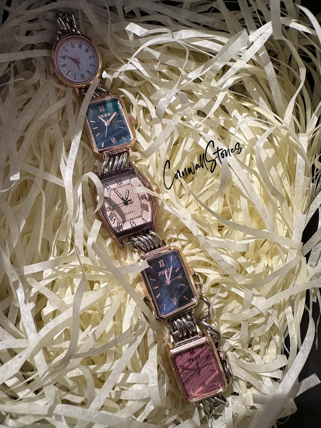 Handmade Watch Choker Necklace: Silver Chain, Multi-face Y2K Clock ...