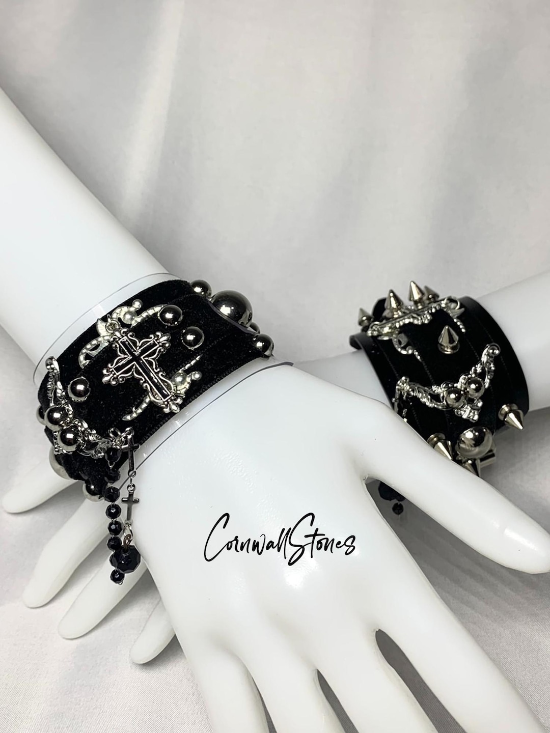 Punk Spiked and Studded Patent Leather Bracelets and Wristbands in Various Designs, Perfect Gift ...