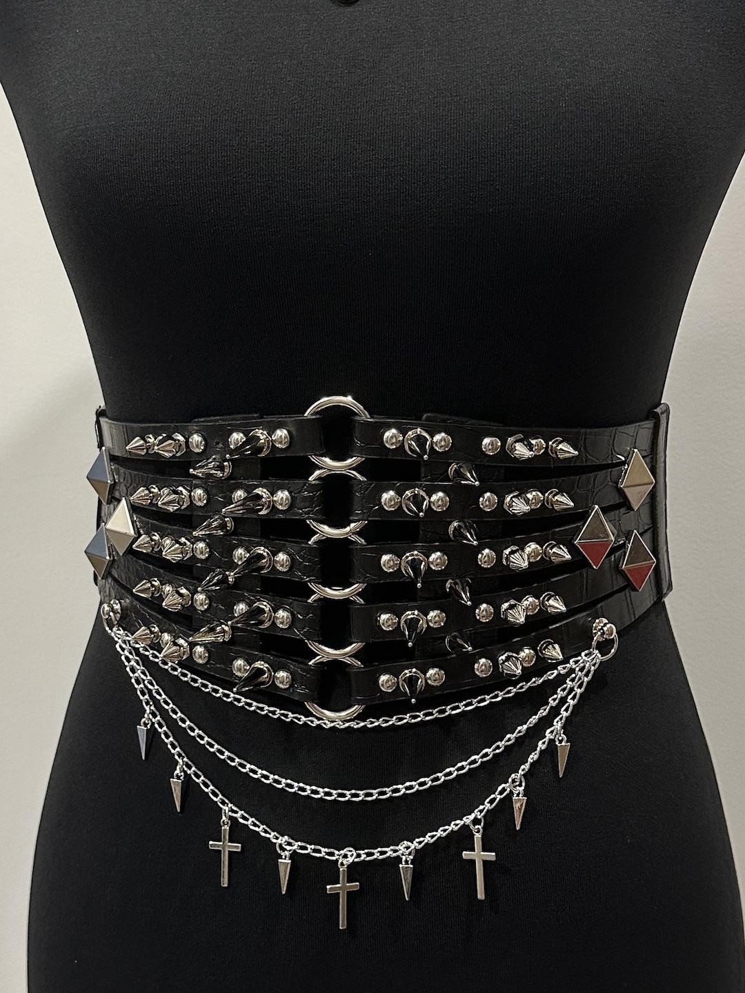 Spiked Corset Belt: Goth Waist Cincher - Halloween Costume - Etsy