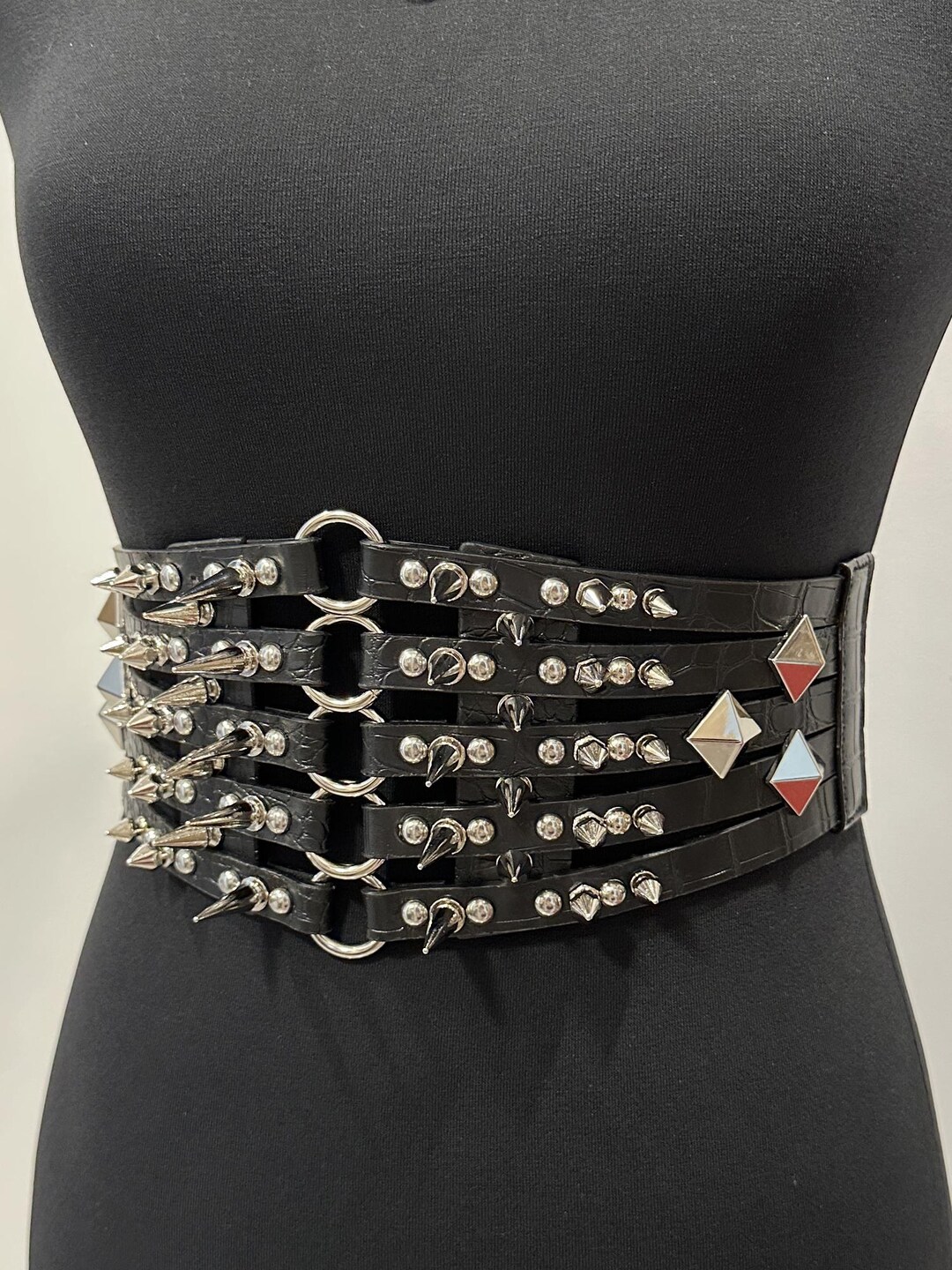 Spiked Corset Belt: Goth Waist Cincher - Halloween Costume - Etsy