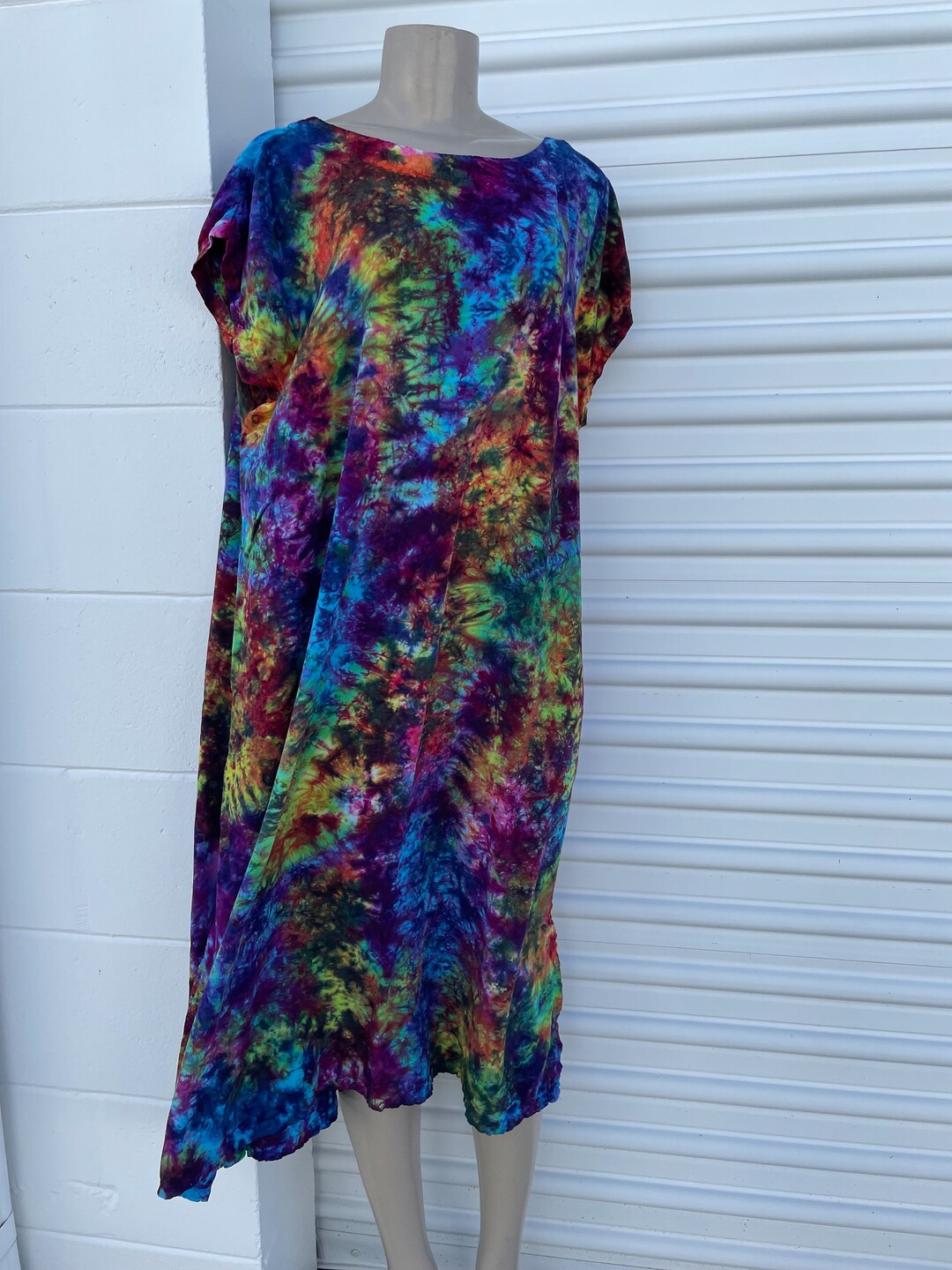 Deep Electric Rainbow Hand Dyed Flat Rayon Tiedyed Rainbow Kaftan - Etsy
