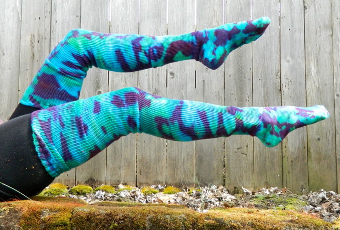 New RASPBERRY ICE Tiedyed Thigh High Cotton Leg Warmer Socks - Etsy