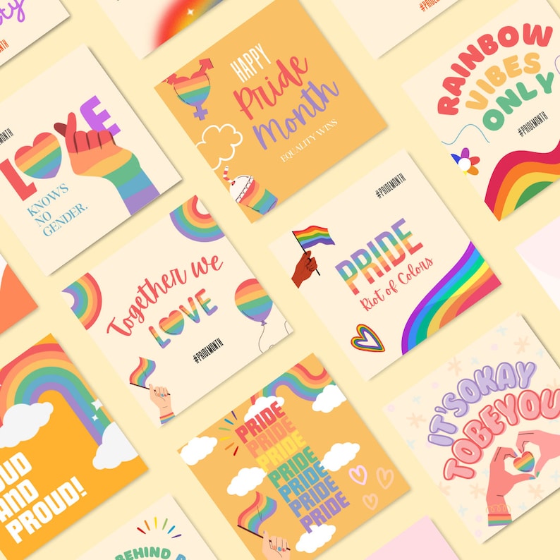Pride Month Instagram Template, Pride Month Canva Template, Pride Month ...