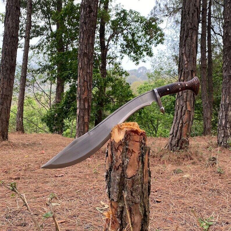 Custom Handmade Carbon Steel Blade Survival Machete Sword_ Hunting ...