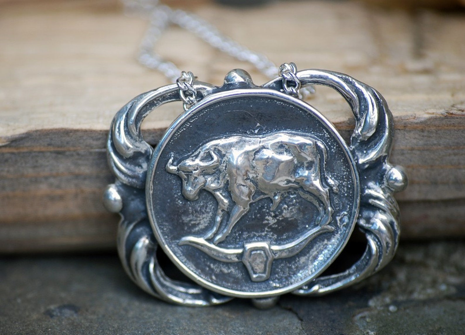 Taurus Pendant Medallion Necklace Astrology Zodiac Sign | Etsy