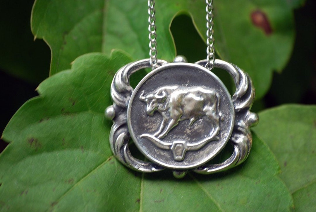 Taurus Pendant Medallion Necklace Astrology Zodiac Sign - Etsy