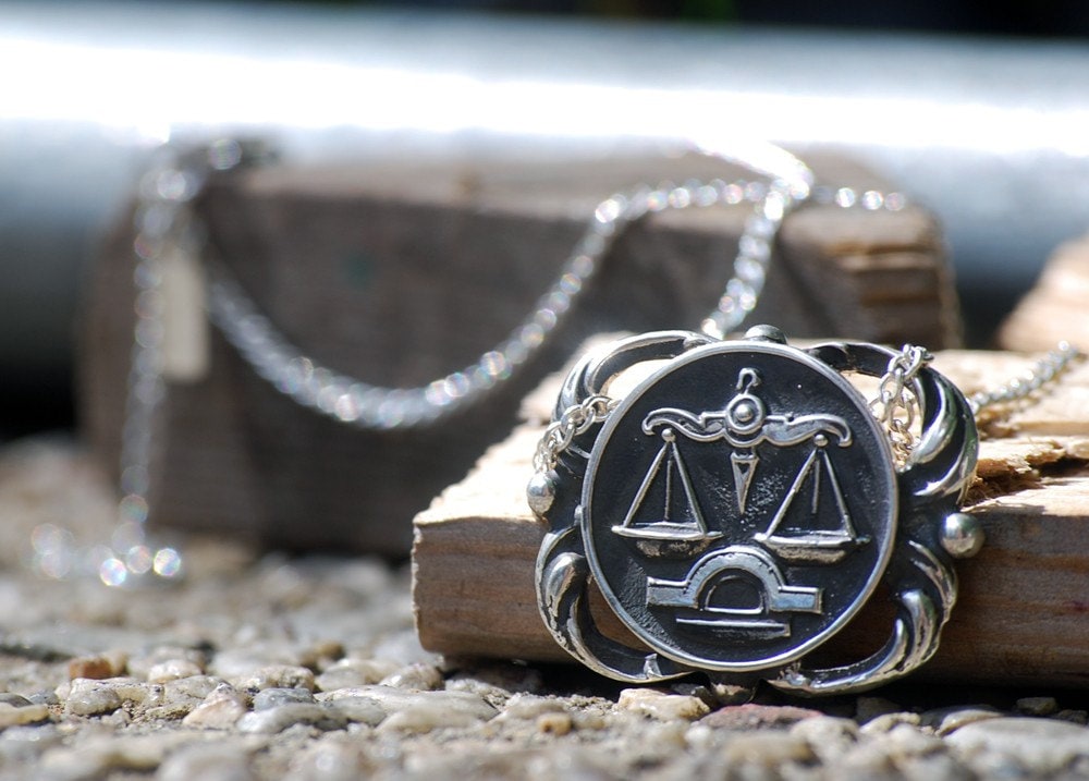 Libra Necklace Astrological Zodiac Sign Medallion Pendant | Etsy