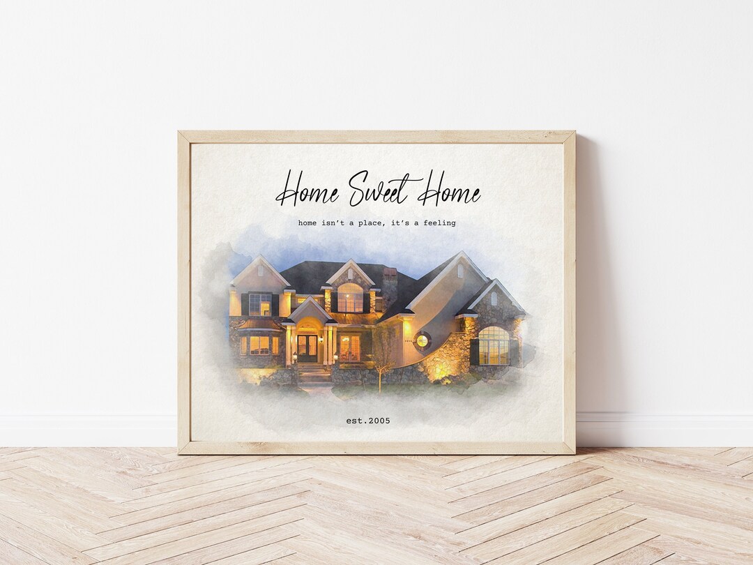 Home Portrait, House Painting, Housewarming Gift, Our First Home Sign ...