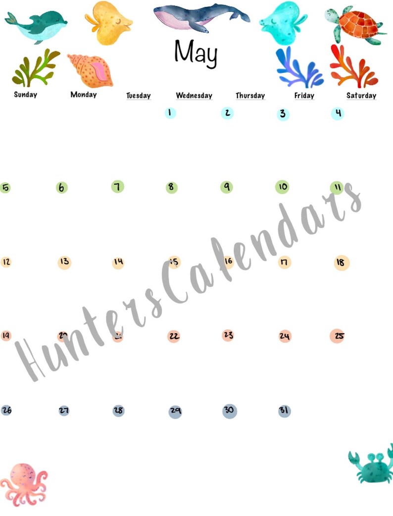 Kids Digital Calendar - Ocean - Etsy