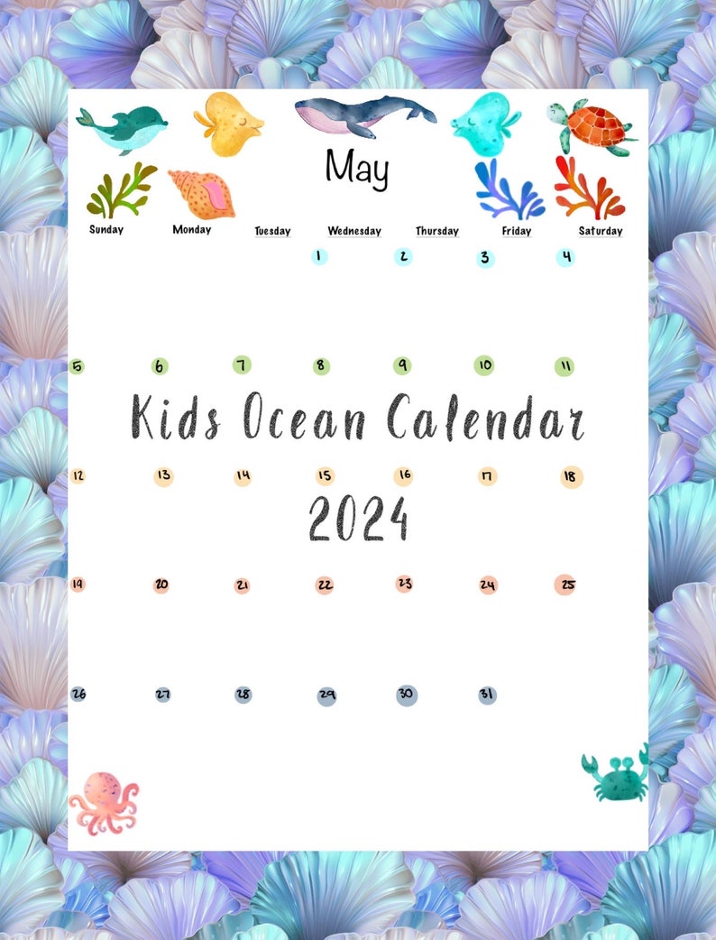 Kids Digital Calendar - Ocean - Etsy