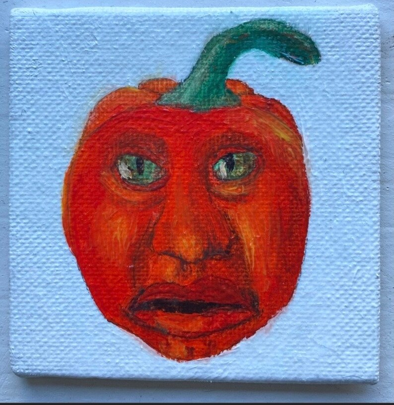 3x3” Pepper Man Oil Painting - Etsy