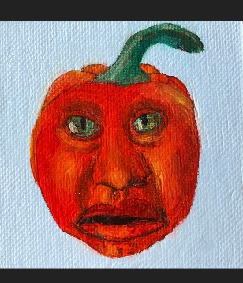 3x3” Pepper Man Oil Painting - Etsy