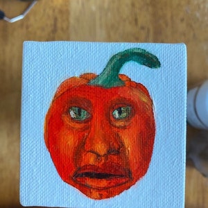 3x3” Pepper Man Oil Painting - Etsy