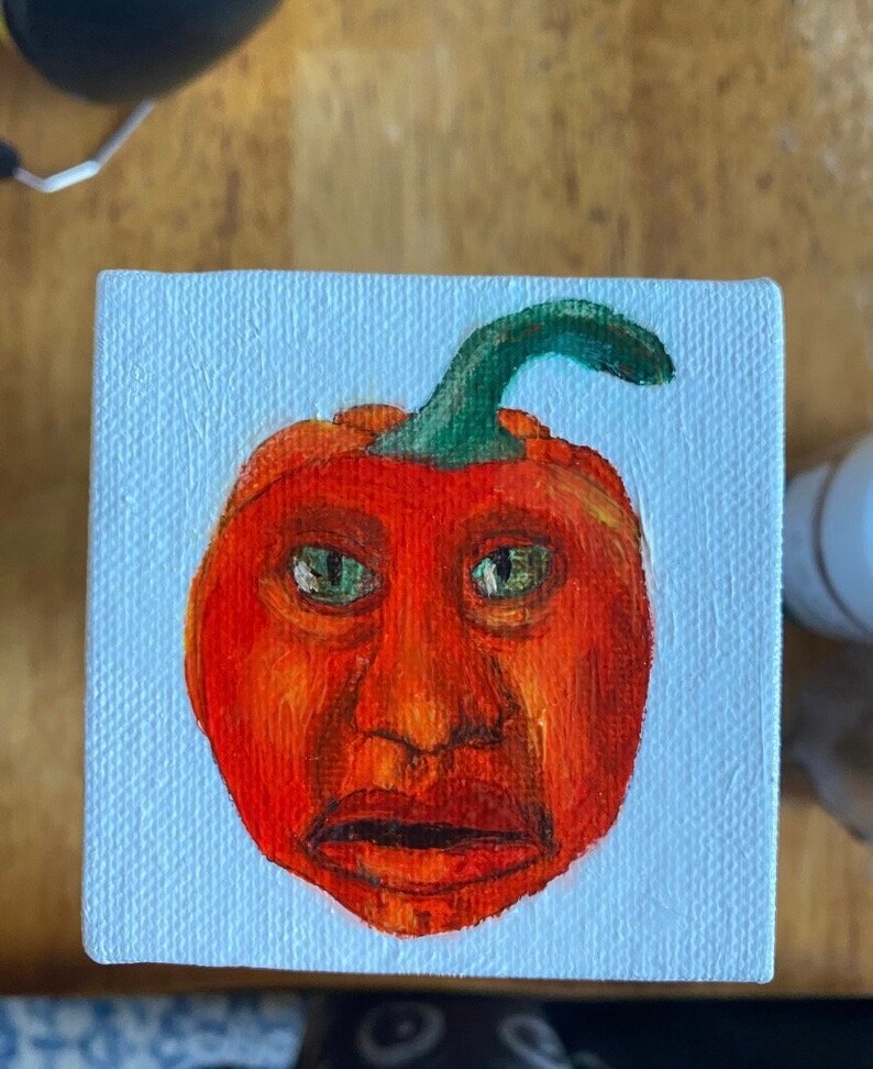 3x3” Pepper Man Oil Painting - Etsy