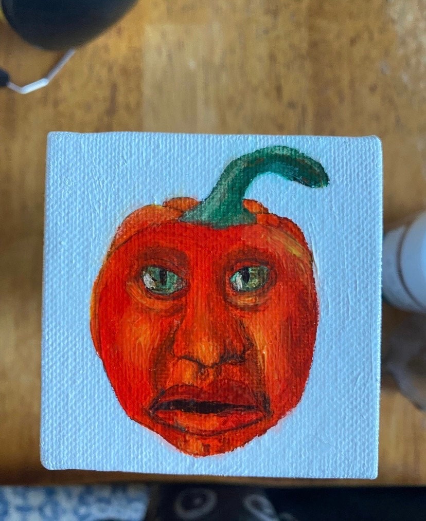 3x3” Pepper Man Oil Painting - Etsy