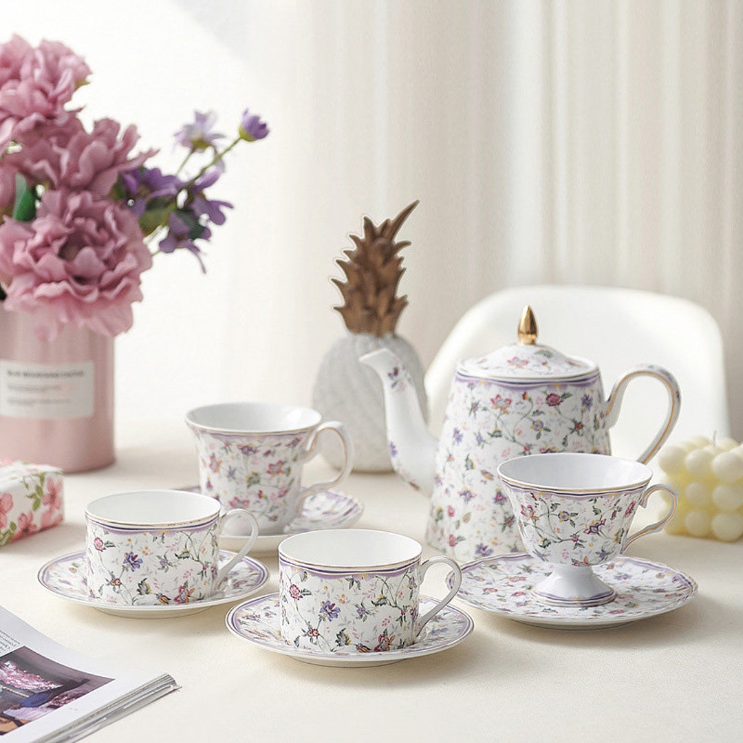 Pastoral Style Ceramic Tea Set, European Afternoon Tea Set, Retro Ceramic Coffee Set, Teapot ...