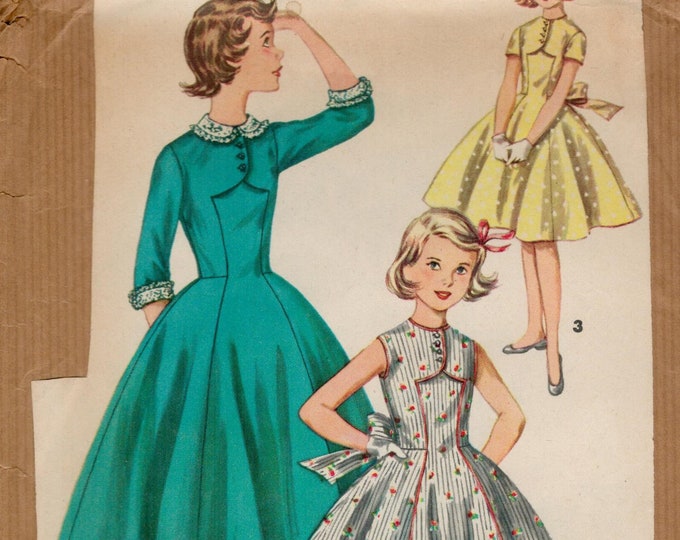 Vintage 1950s Girls Dress With Button Interest- Size 10- Simplicity ...