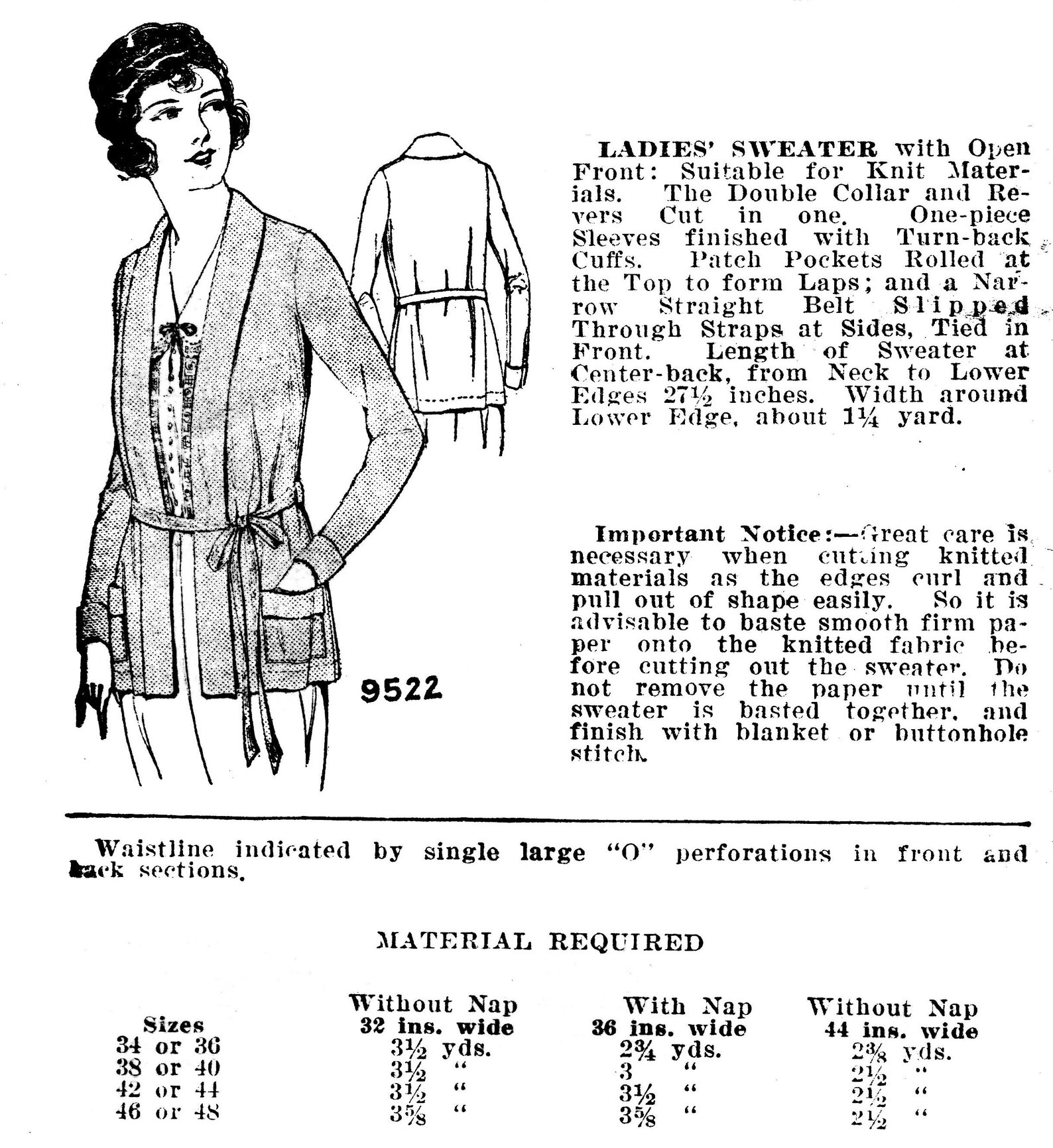 E-pattern- Early 1920s SEWING PATTERN Knit Cardigan Sweater -wearing ...