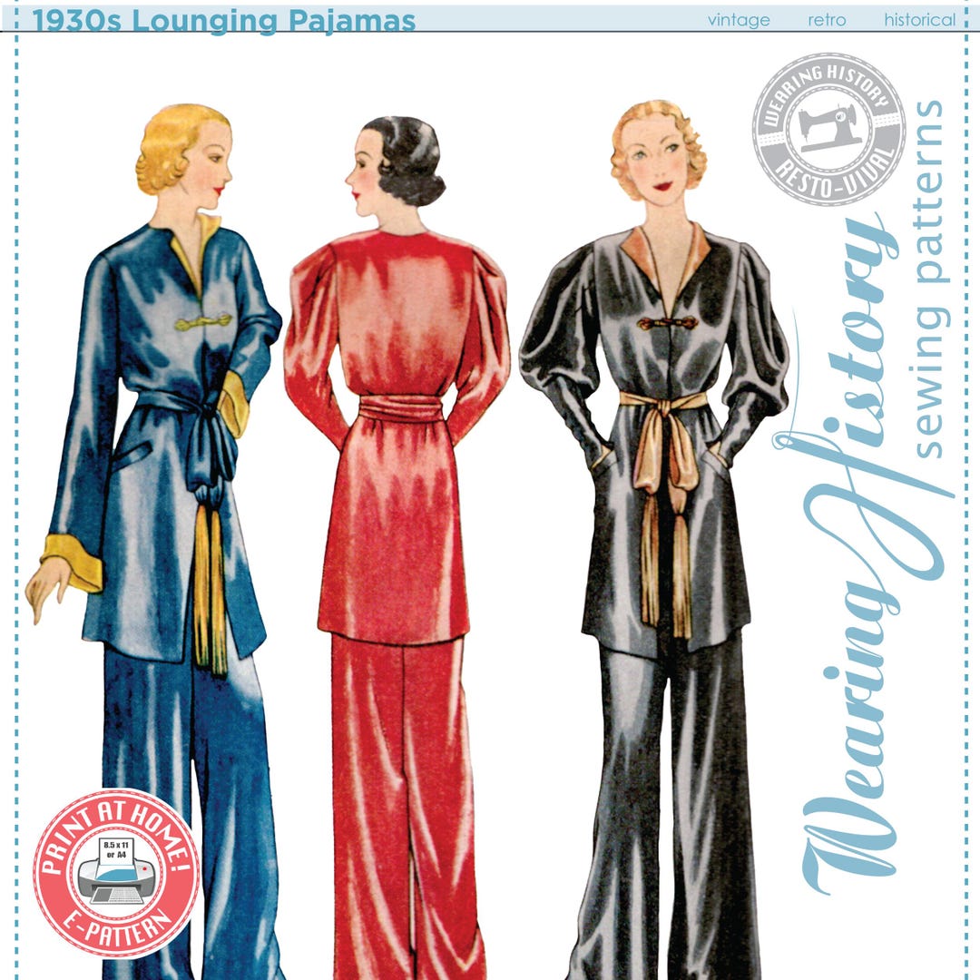 E-pattern- 1930s Lounging Pajama Pattern- Sizes 30-34" Bust Wearing ...