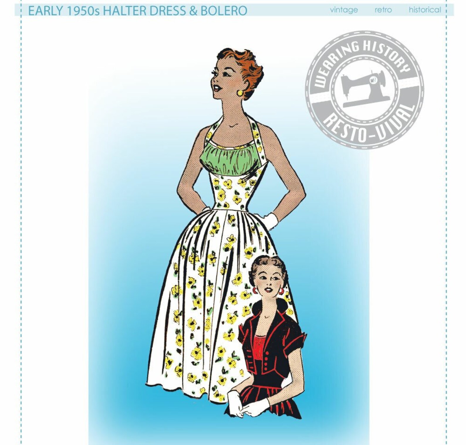 PRINTED PATTERN Early 1950s Halter Dress & Bolero Pattern - Etsy