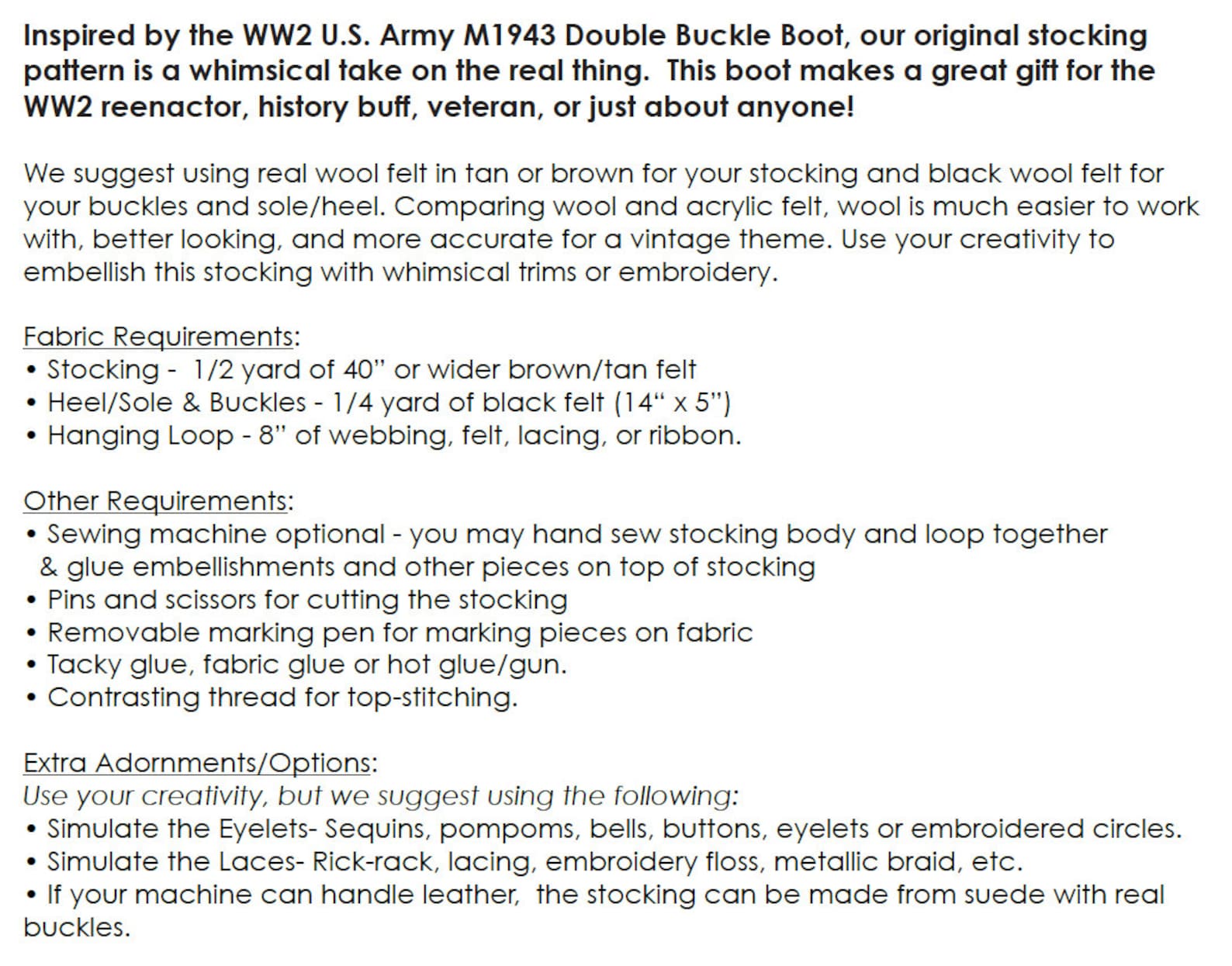 E-PATTERN WW2 Buckle Boot Felt Stocking Pattern Wearing - Etsy