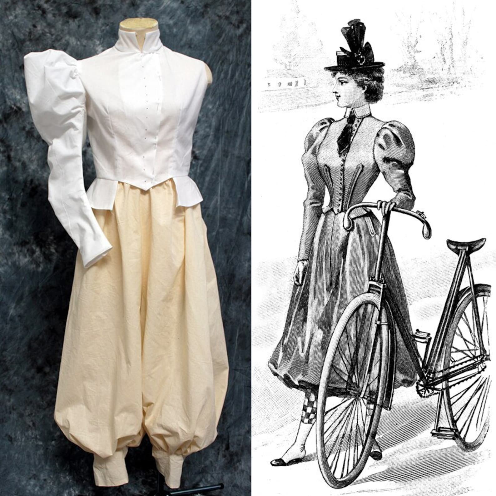 PRINTED PATTERN- 1897 Victorian Bicycling Outfit Pattern- Wearing ...