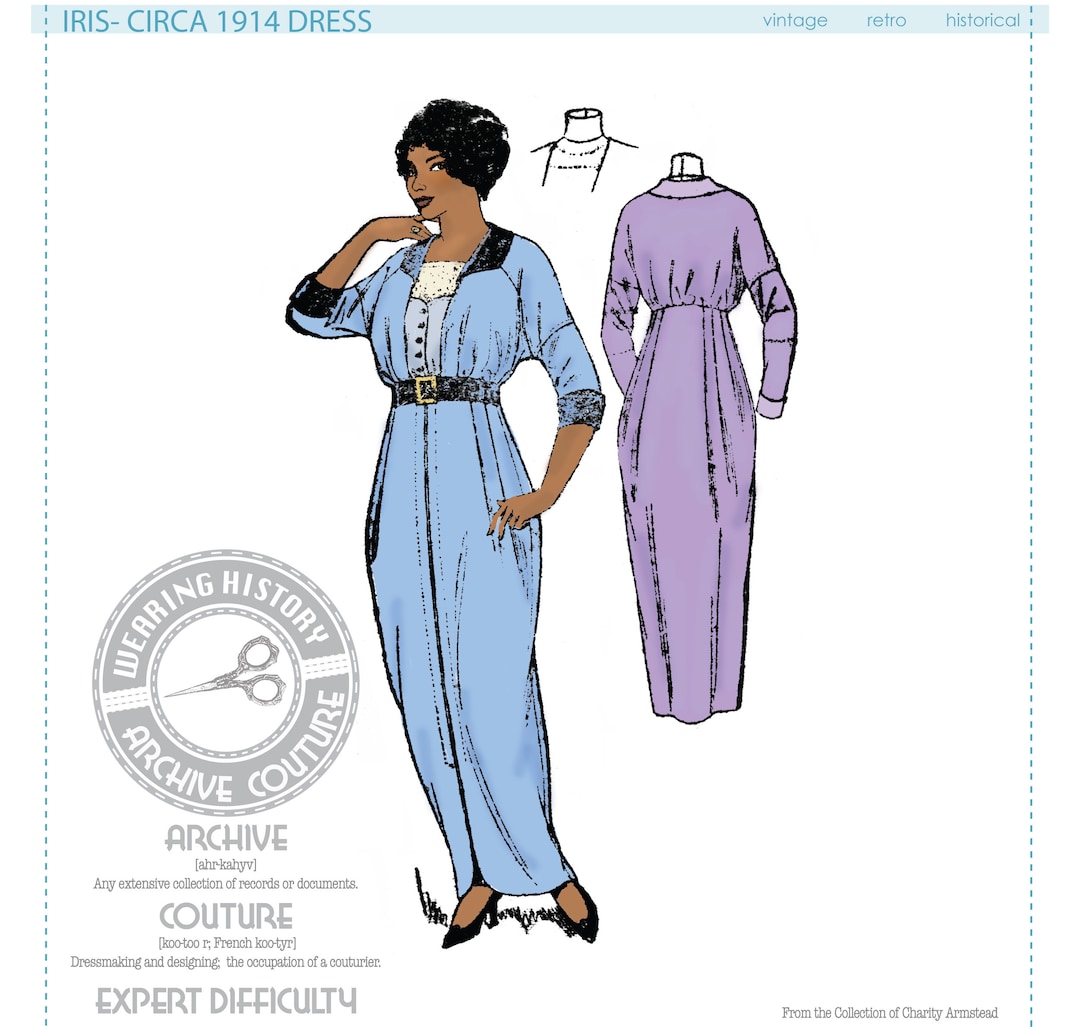 PRINTED PATTERN- Iris Circa 1914 Dress- 1910s- WWI- Bust 34 ...